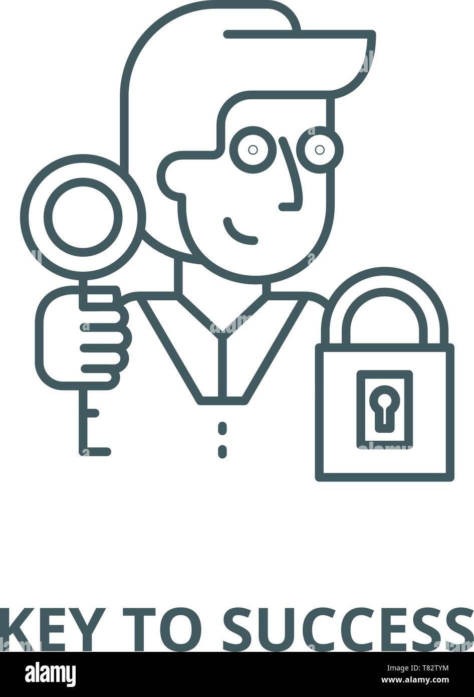 Key to success vector line icon, linear concept, outline sign, symbol ...