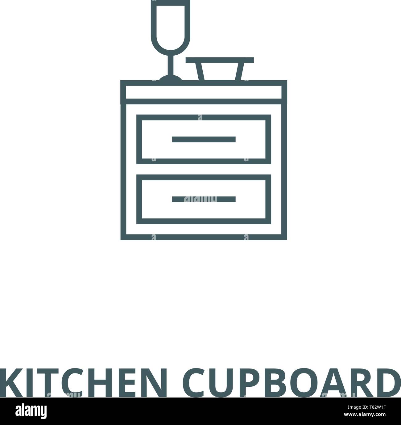 Kitchen cupboard vector line icon, linear concept, outline sign, symbol ...