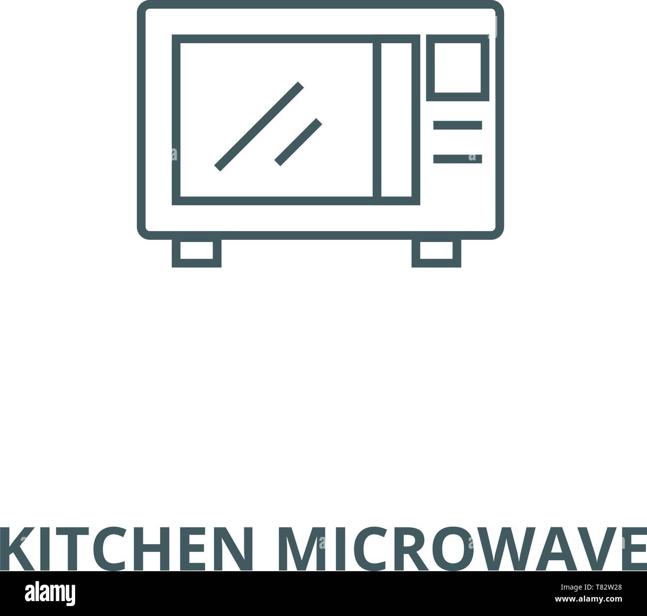 Kitchen microwave vector line icon, linear concept, outline sign ...