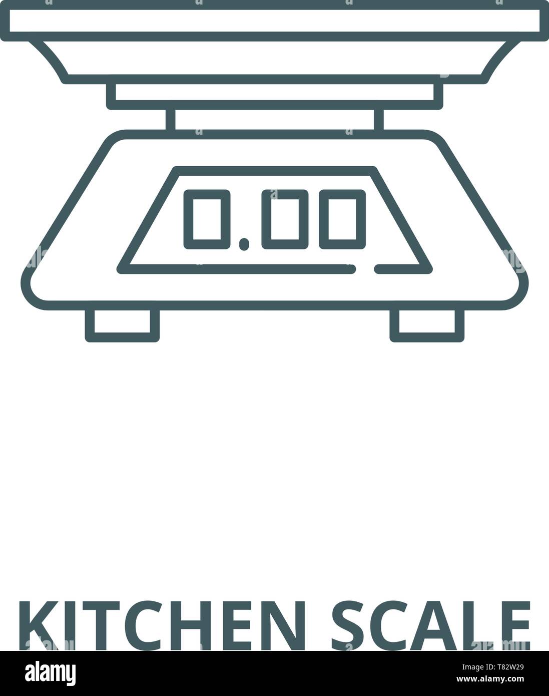 Kitchen scale vector line icon, linear concept, outline sign, symbol ...
