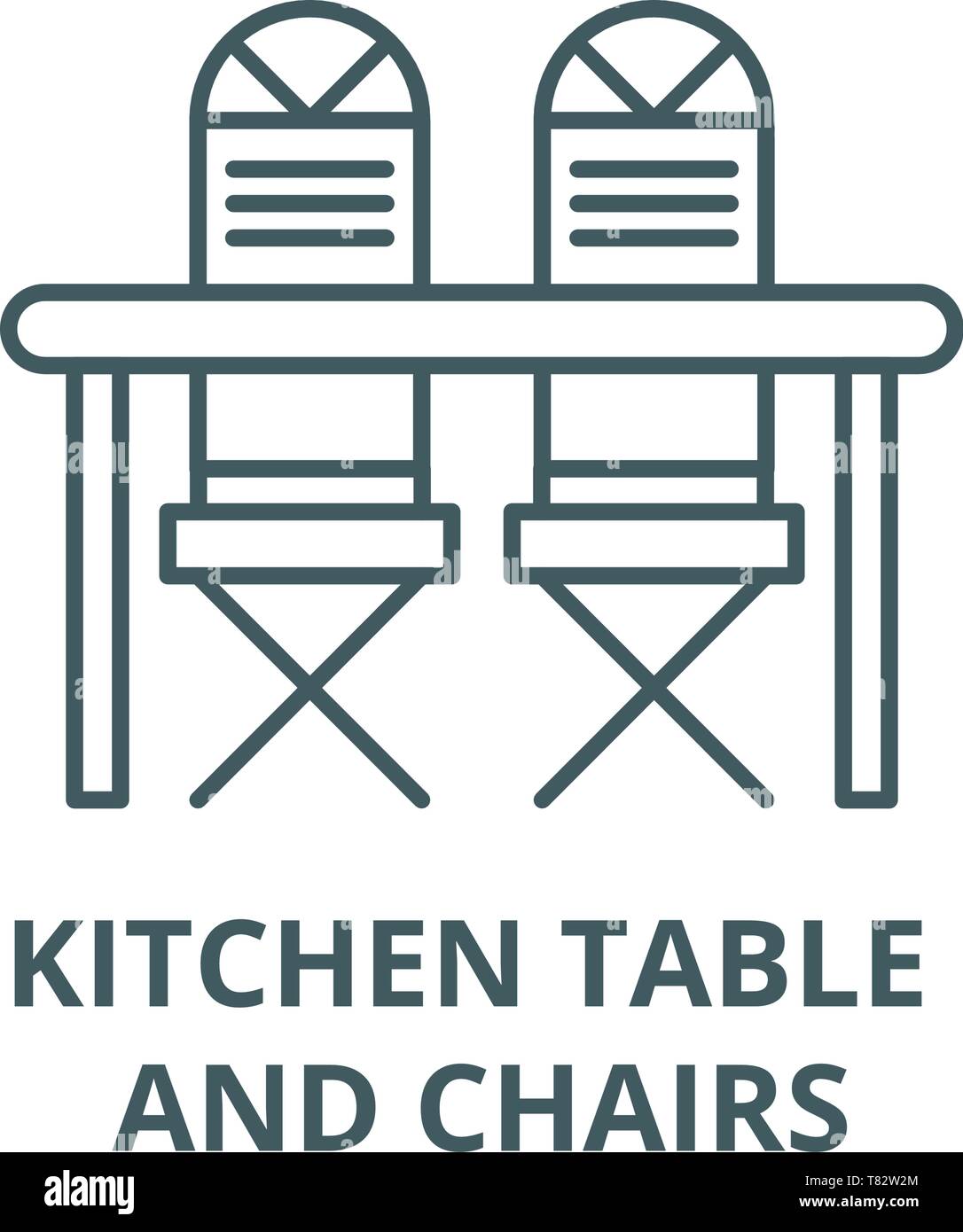 Kitchen table and chairs vector line icon, linear concept, outline sign ...