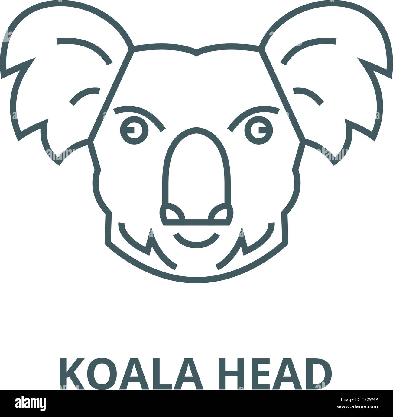 Koala head vector line icon, linear concept, outline sign, symbol Stock ...