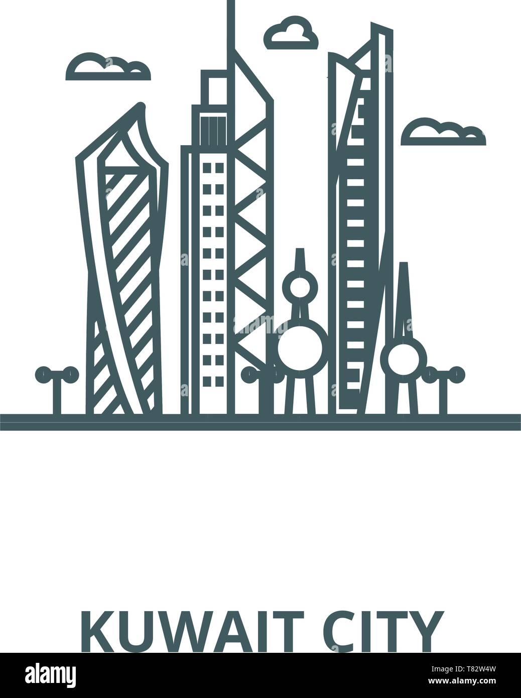 Kuwait city vector line icon, linear concept, outline sign, symbol ...
