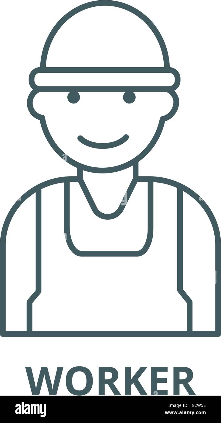 Labor,worker,builder vector line icon, linear concept, outline sign ...