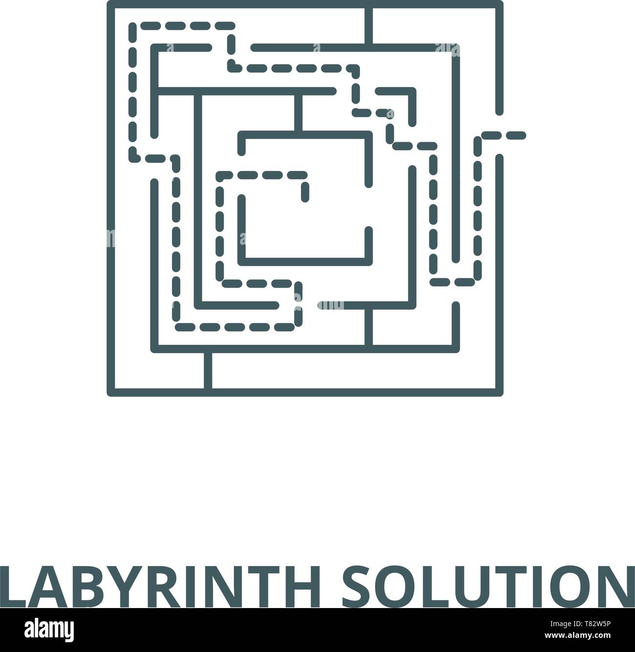 Labyrinth solution vector line icon, linear concept, outline sign ...
