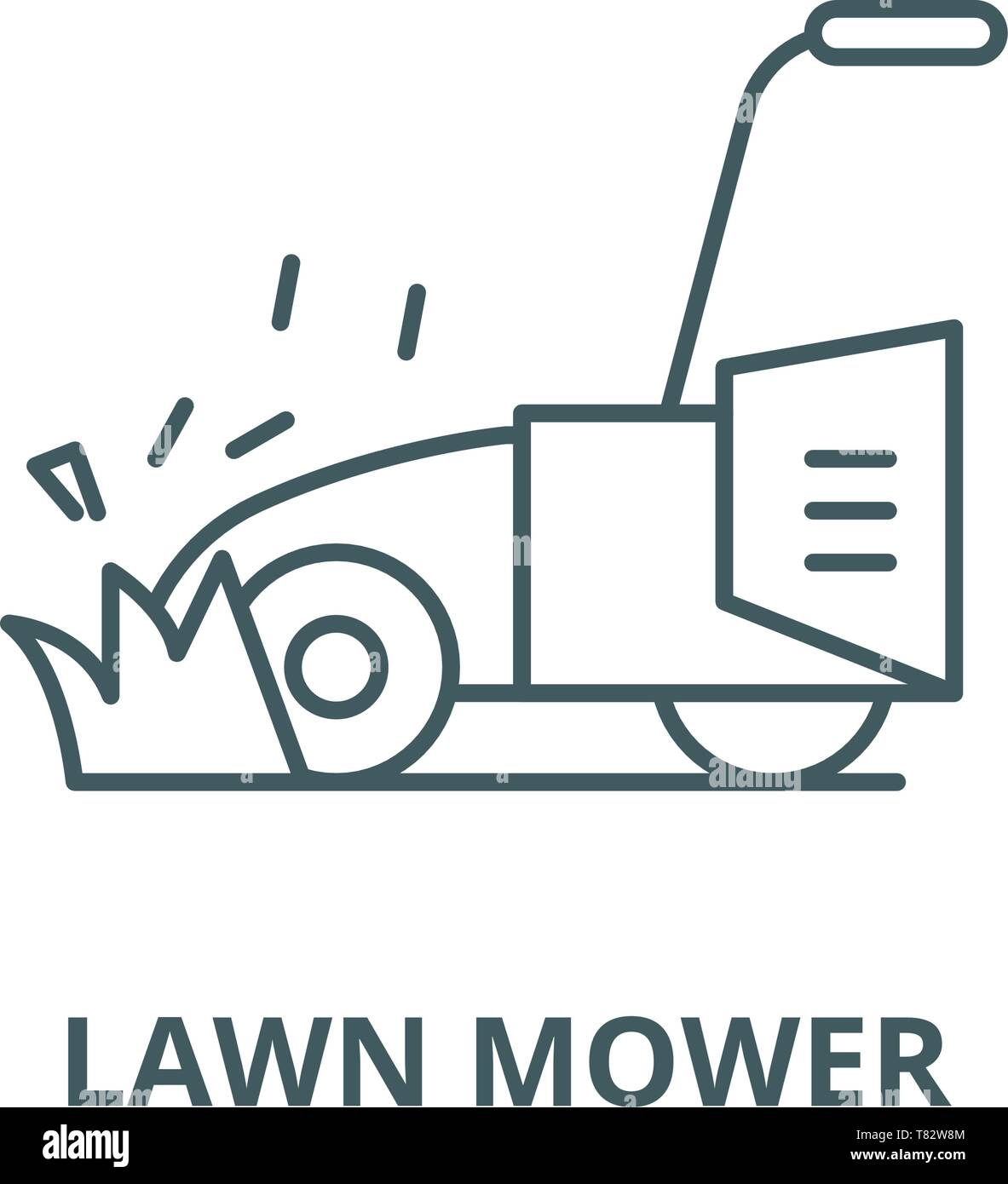 Lawn mower vector line icon, linear concept, outline sign, symbol Stock ...