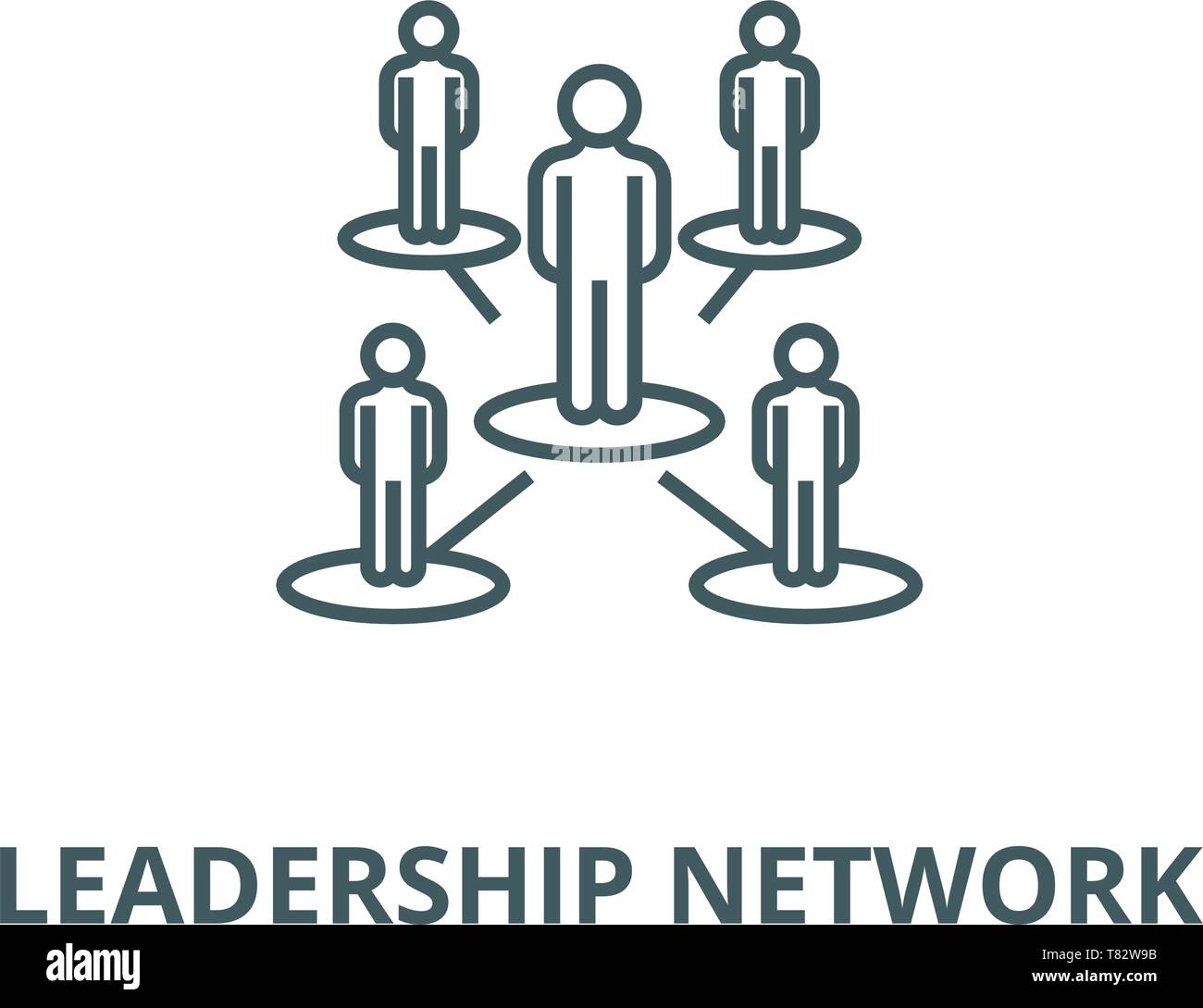 Leadership network,multilevel vector line icon, linear concept, outline ...