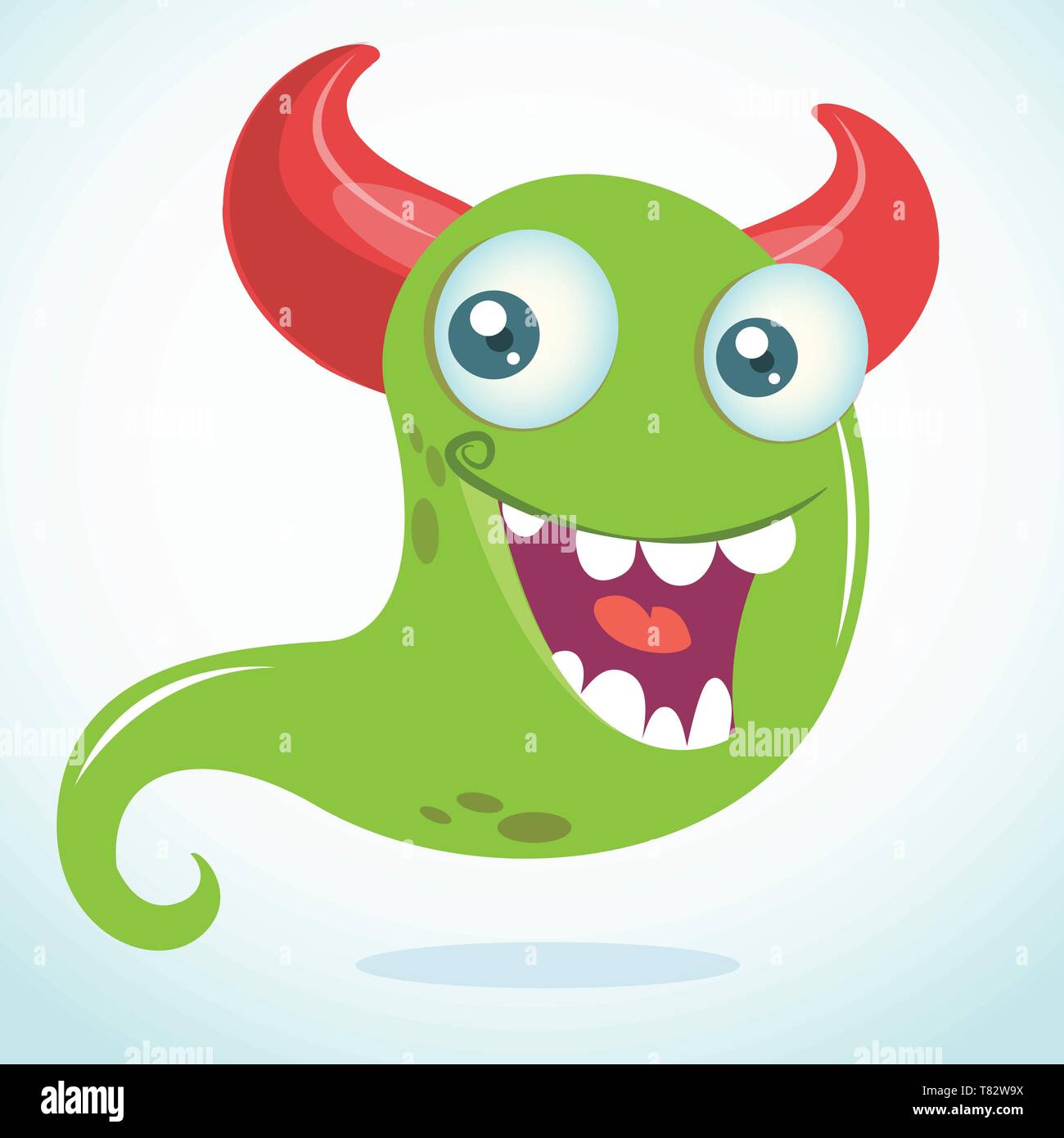 Happy cartoon monster with one eye. Vector Halloween green monster ...