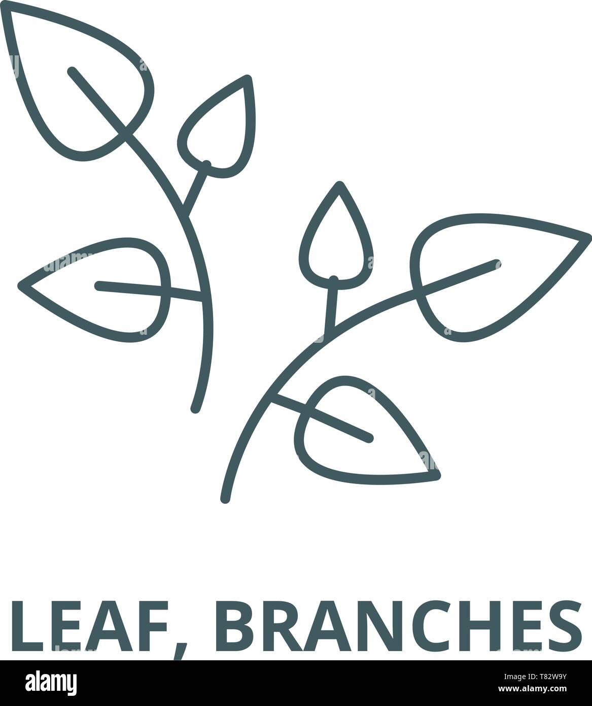 Leaf, branches vector line icon, linear concept, outline sign, symbol ...