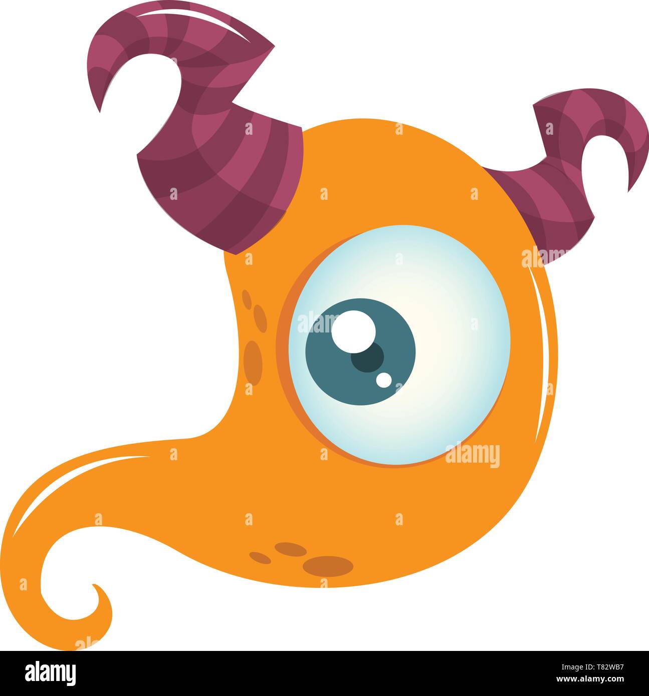 Happy cartoon monster with one eye. Vector Halloween orange monster ...