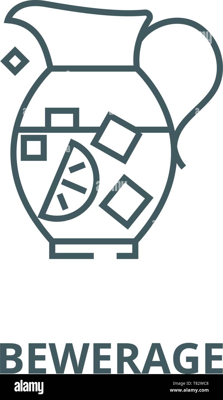 Lemonade pitcher,sangria,bewerage vector line icon, linear concept ...