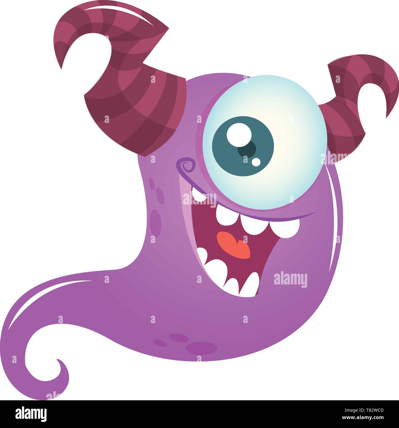 Happy cartoon monster with one eye. Vector Halloween illustration of ...