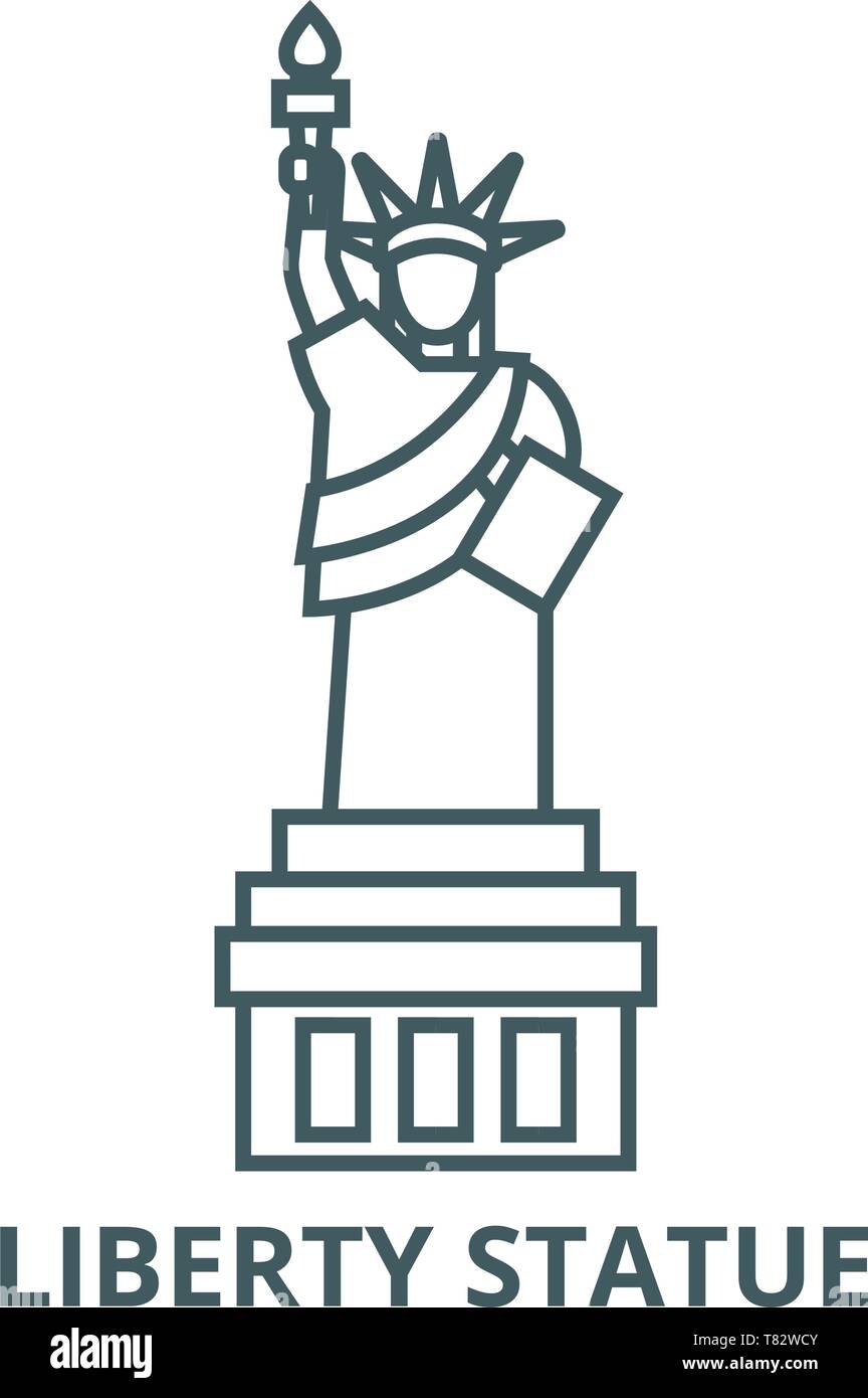 Liberty statue vector line icon, linear concept, outline sign, symbol ...