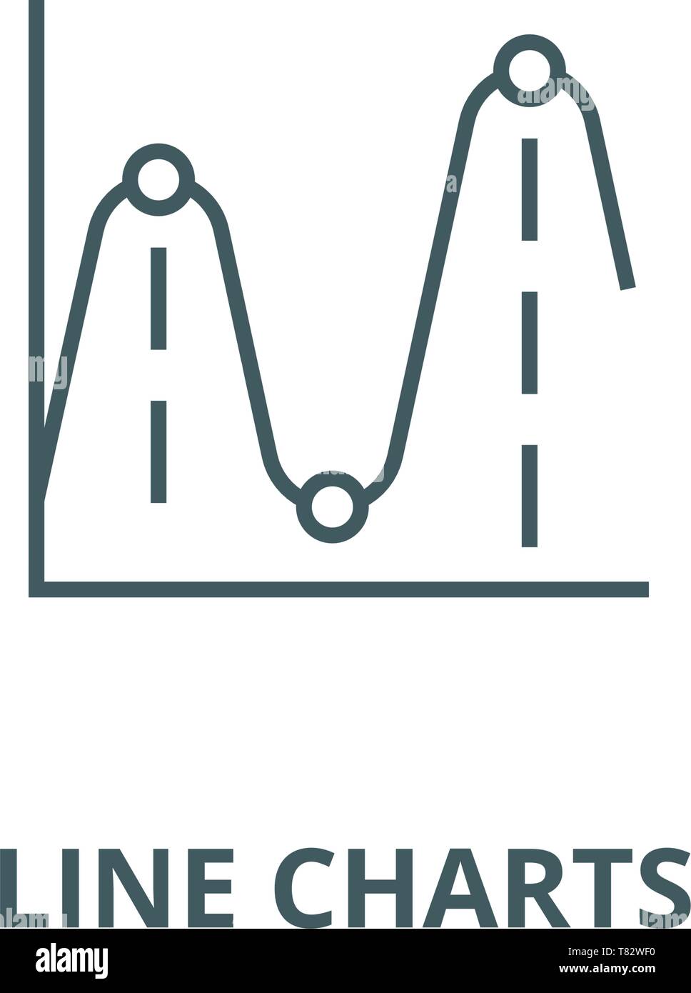 Line charts,frequency graphs vector line icon, linear concept, outline ...