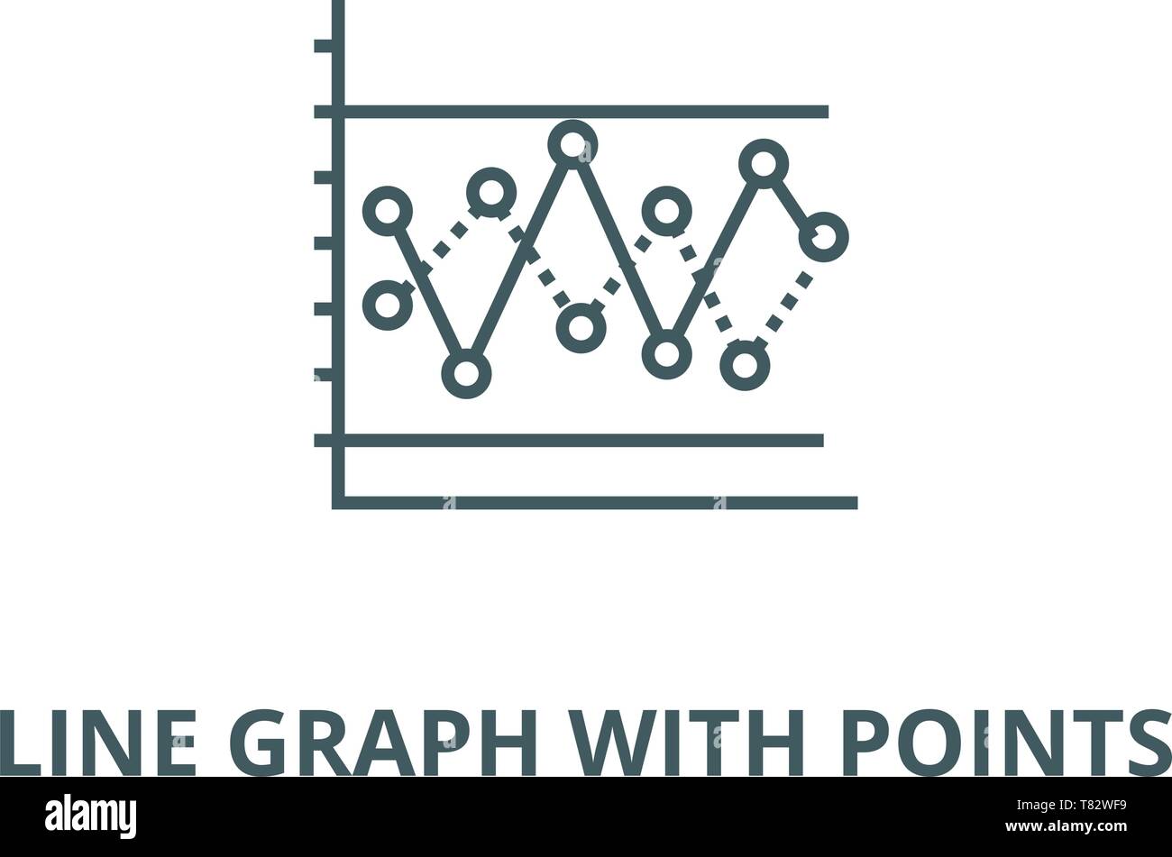 Line graph with points vector line icon, linear concept, outline sign ...