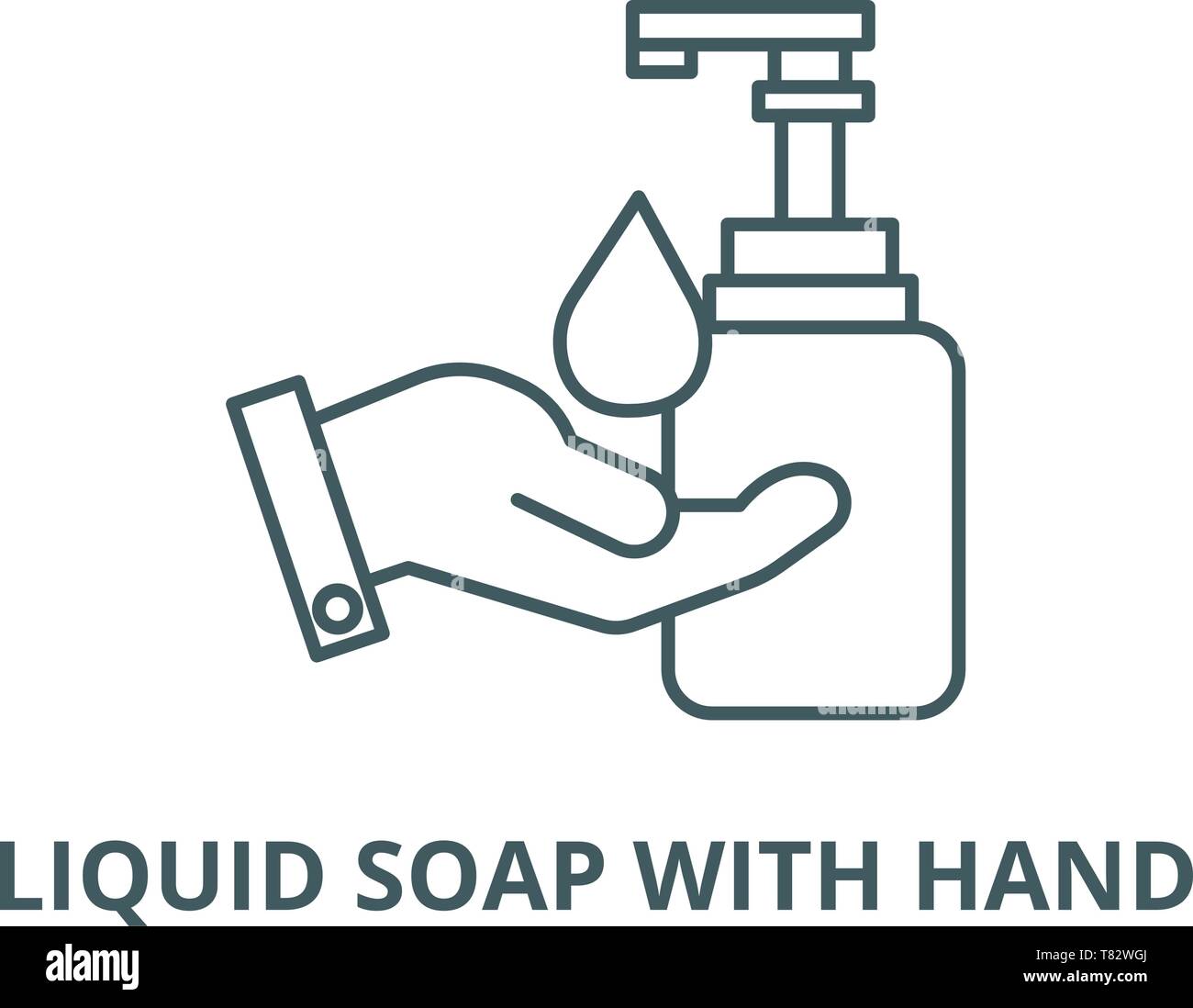 Liquid soap with hand vector line icon, linear concept, outline sign ...