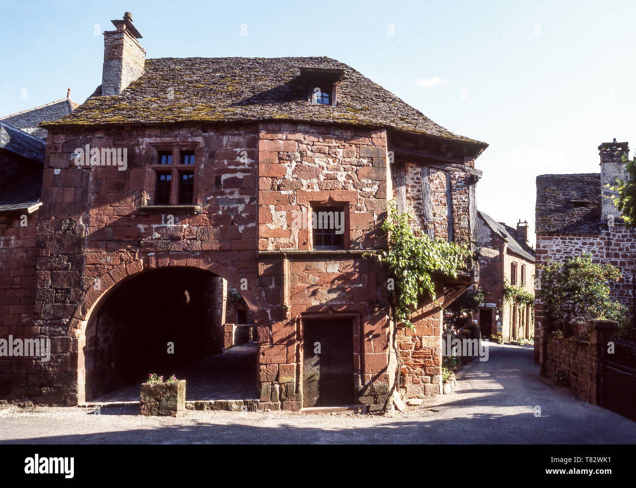The medieval village of Collonges la Rouge in the Dept. Correze ...