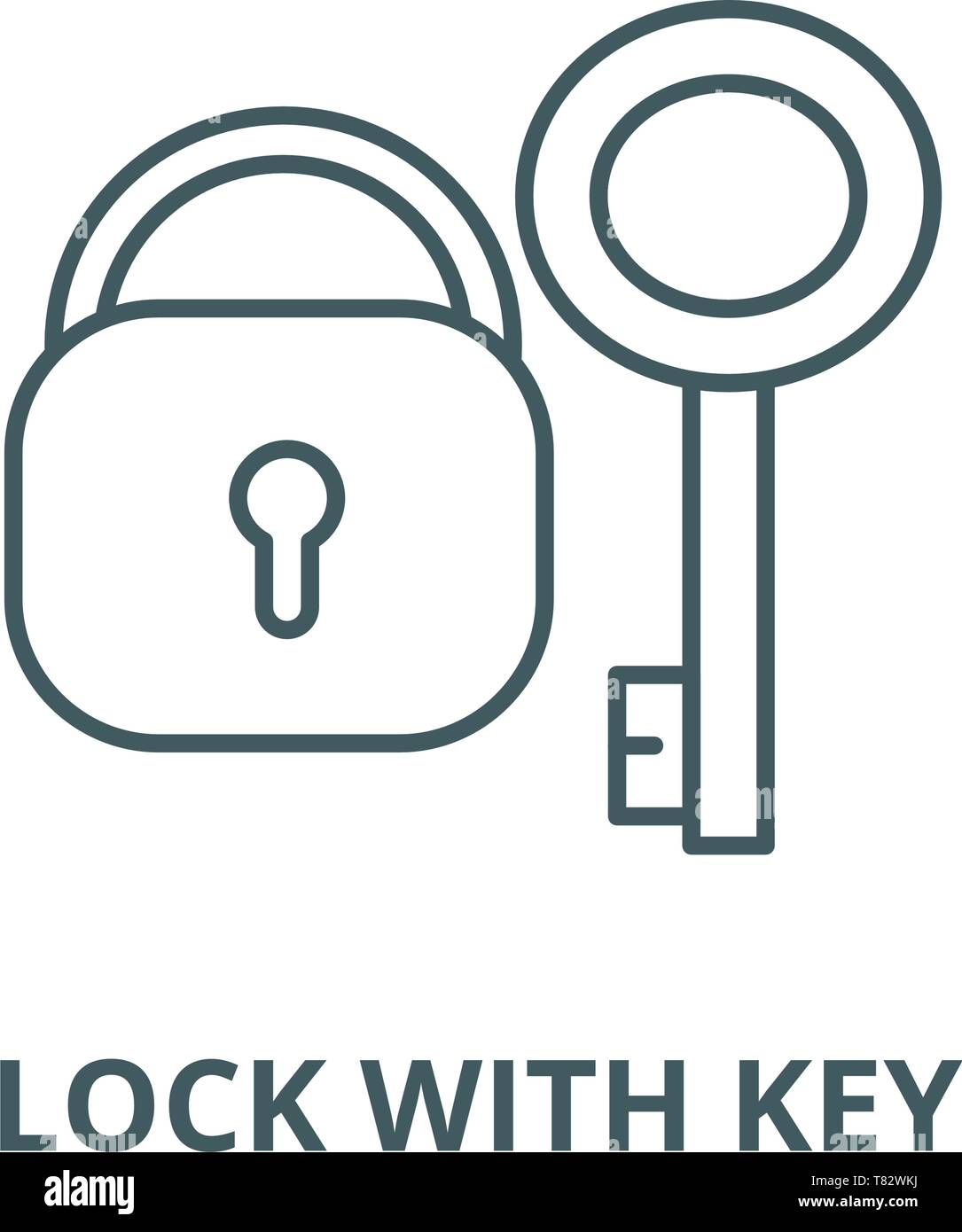 Lock with key vector line icon, linear concept, outline sign, symbol ...