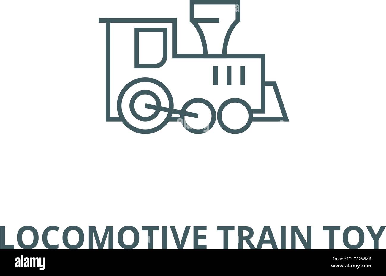 Locomotive train toy vector line icon, linear concept, outline sign ...