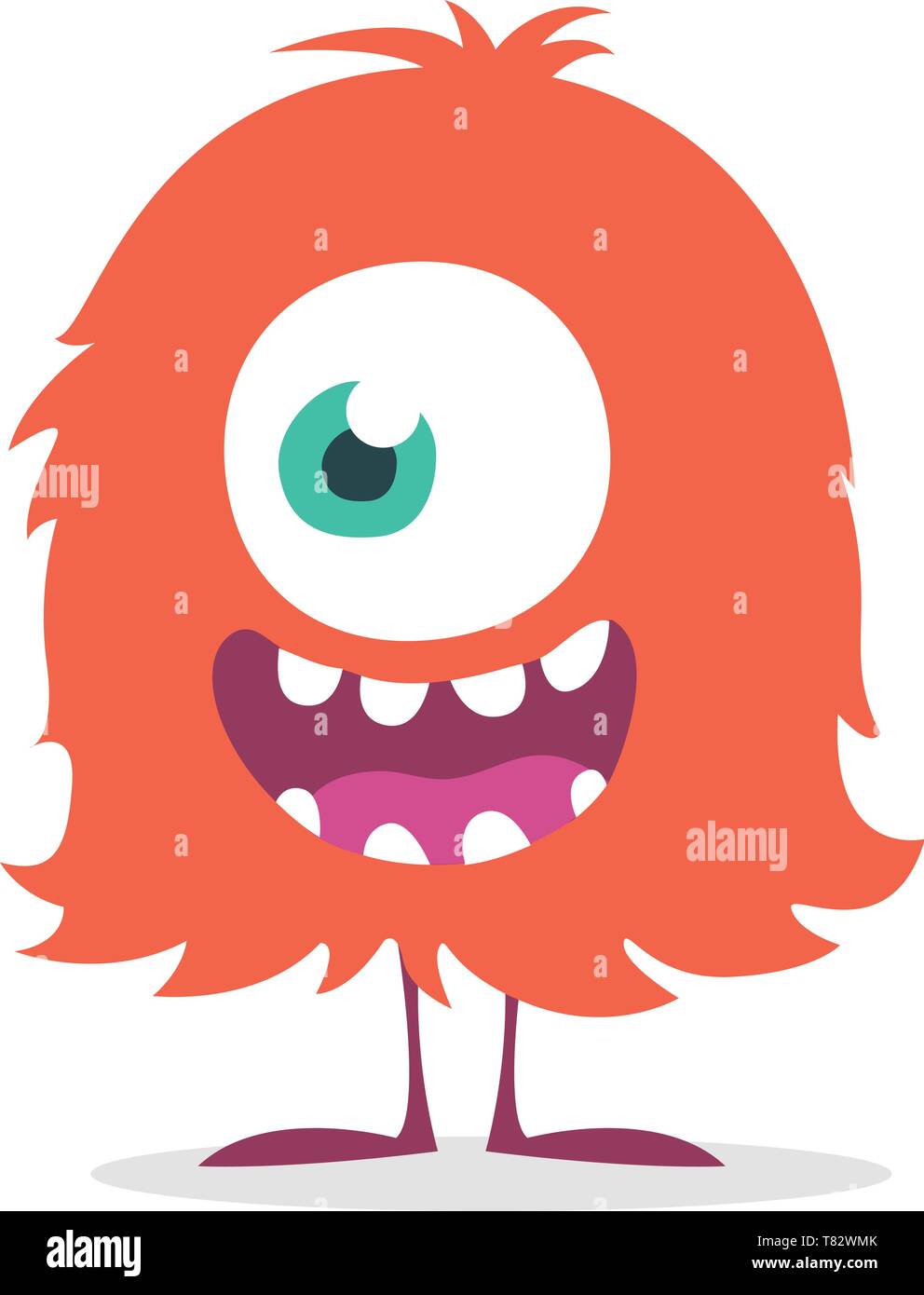 Cartoon Happy Monster With Big Mouth Laughing . Vector illustration of ...