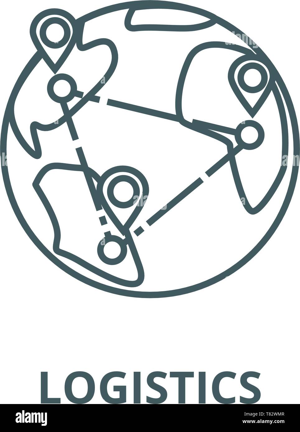Logistics, worldwide delivery vector line icon, linear concept, outline ...