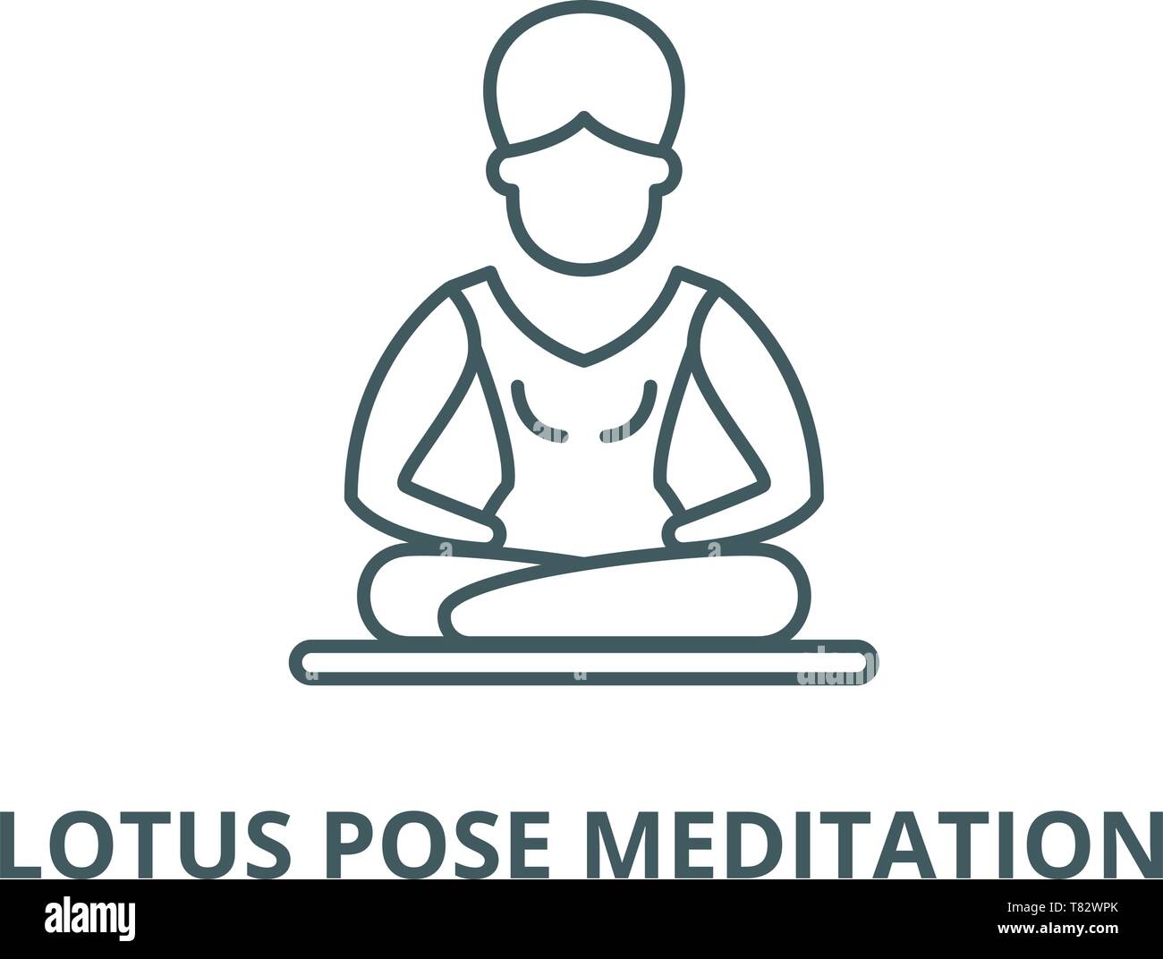 Lotus pose meditation vector line icon, linear concept, outline sign ...