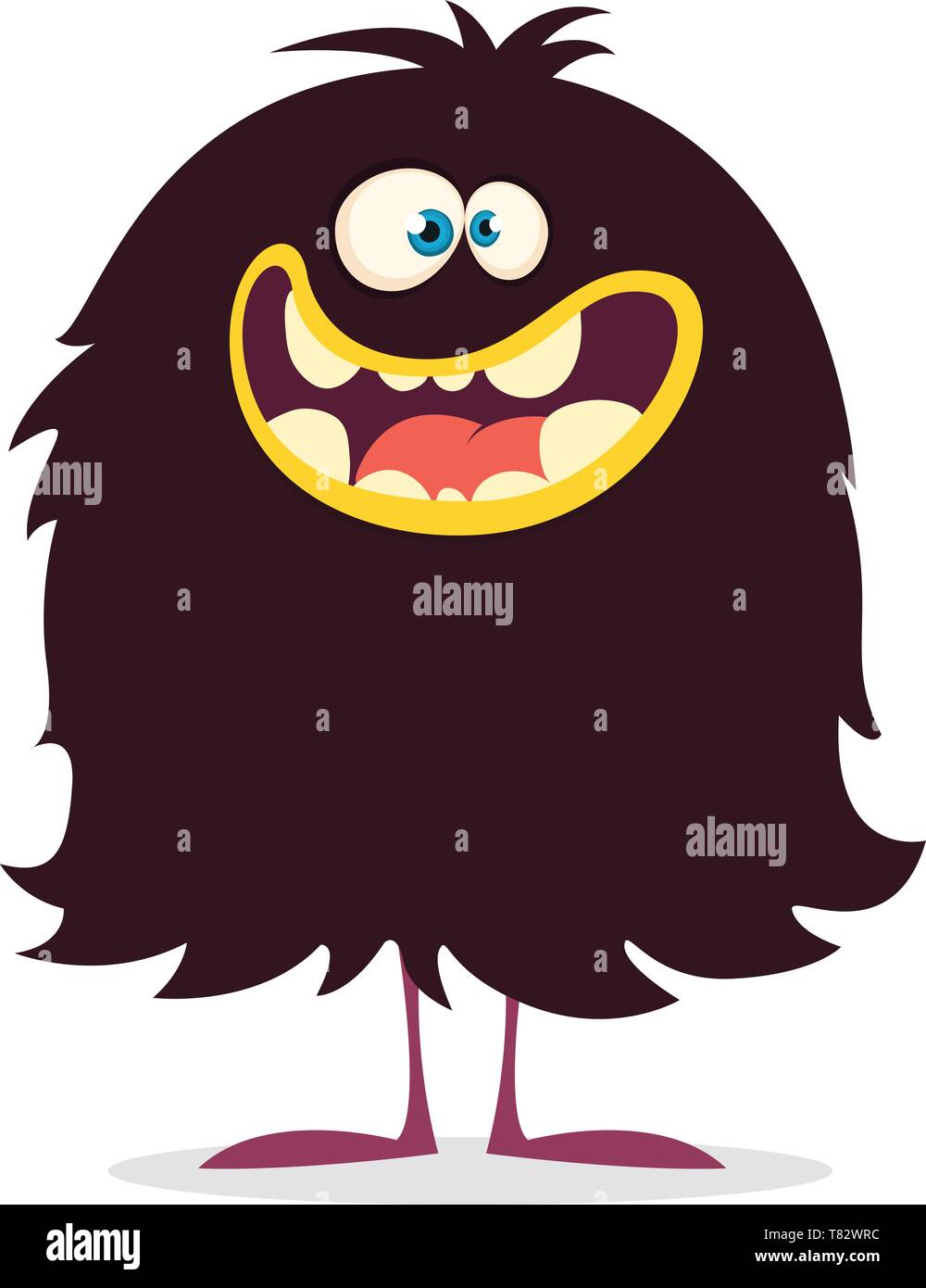 Cute cartoon monster smiling. Vector illustration of black monster on ...