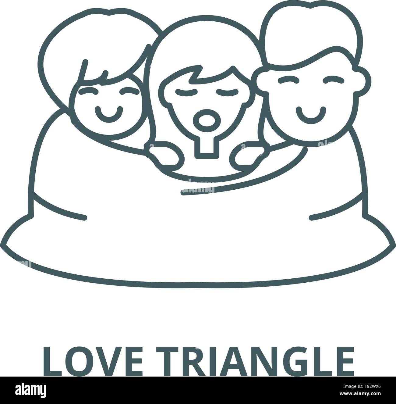 Love triangle vector line icon, linear concept, outline sign, symbol ...