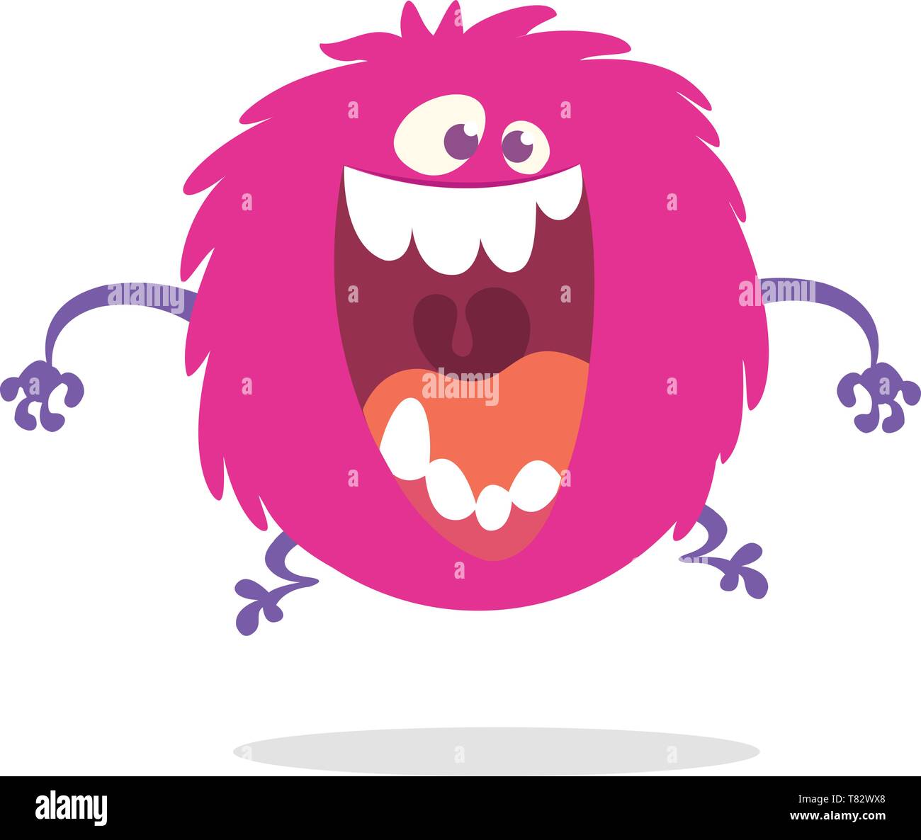 Cute cartoon monster screaming or laughing with big mouth. Vector ...