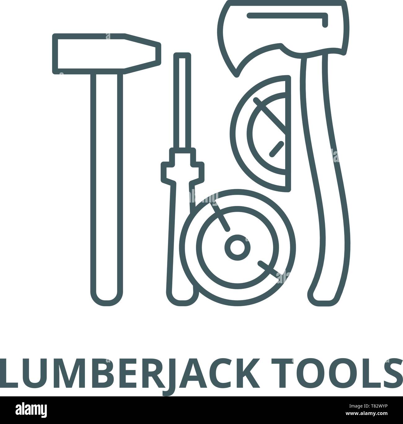 Lumberjack tools vector line icon, linear concept, outline sign, symbol ...