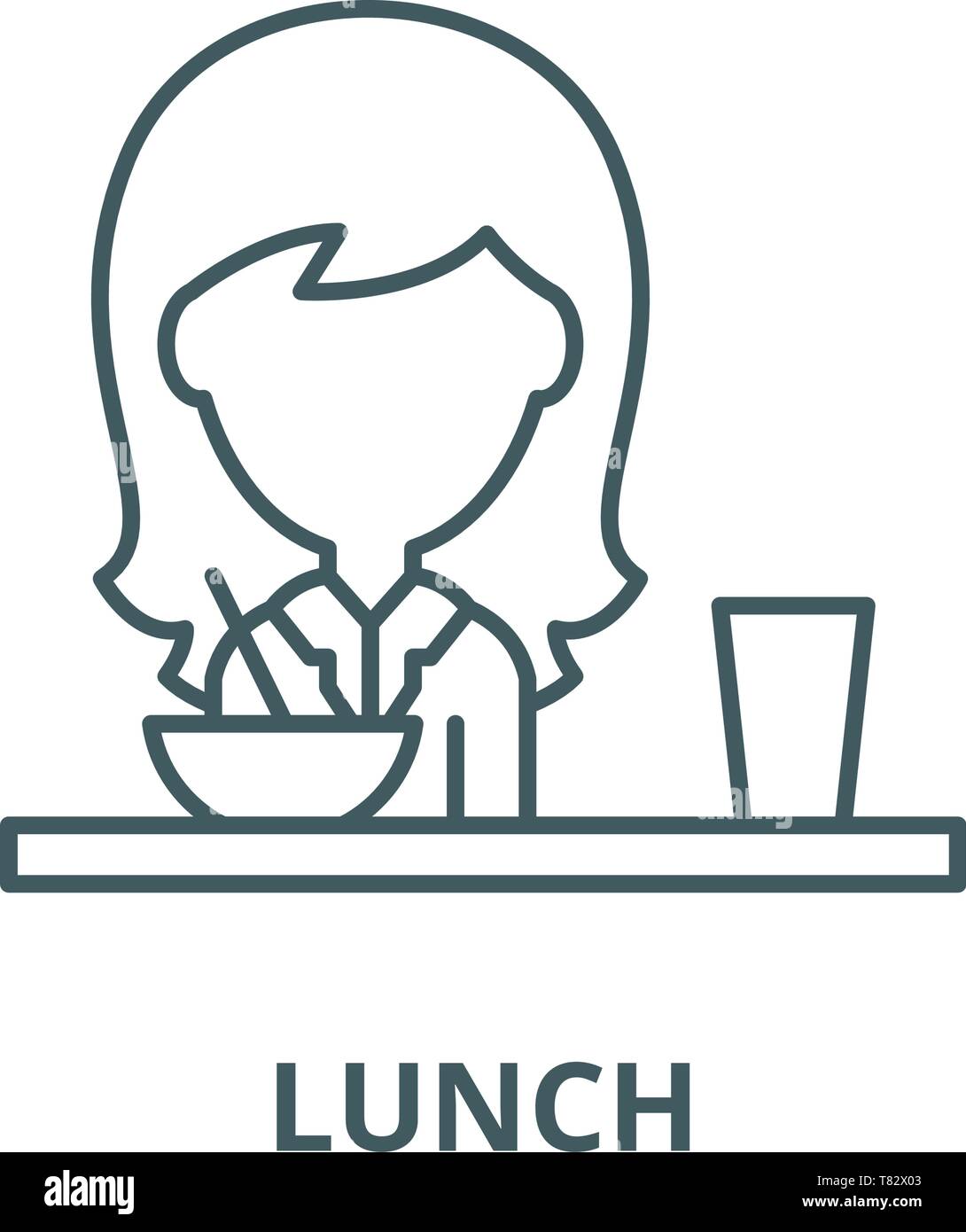 Lunch in the dining room vector line icon, linear concept, outline sign ...