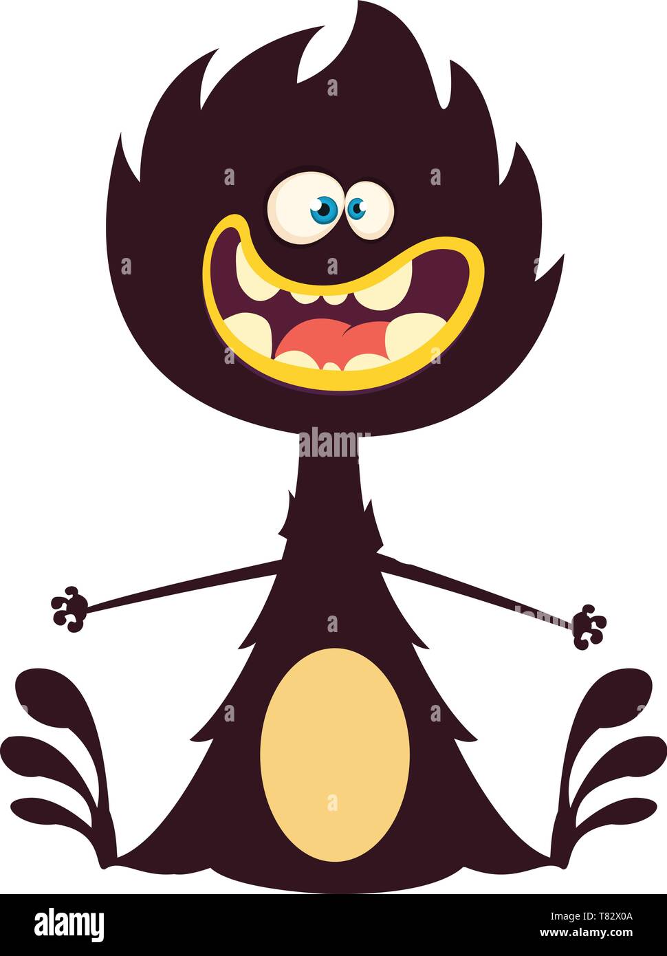 Angry cartoon dragon. Vector Halloween black monster illustration Stock ...