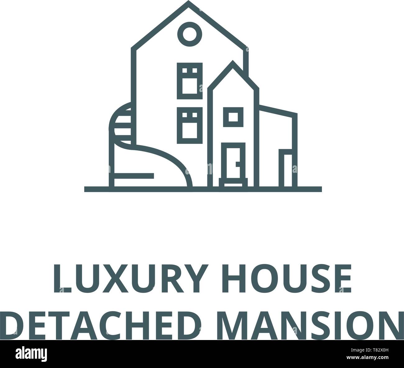 Luxury house,detached mansion vector line icon, linear concept, outline ...