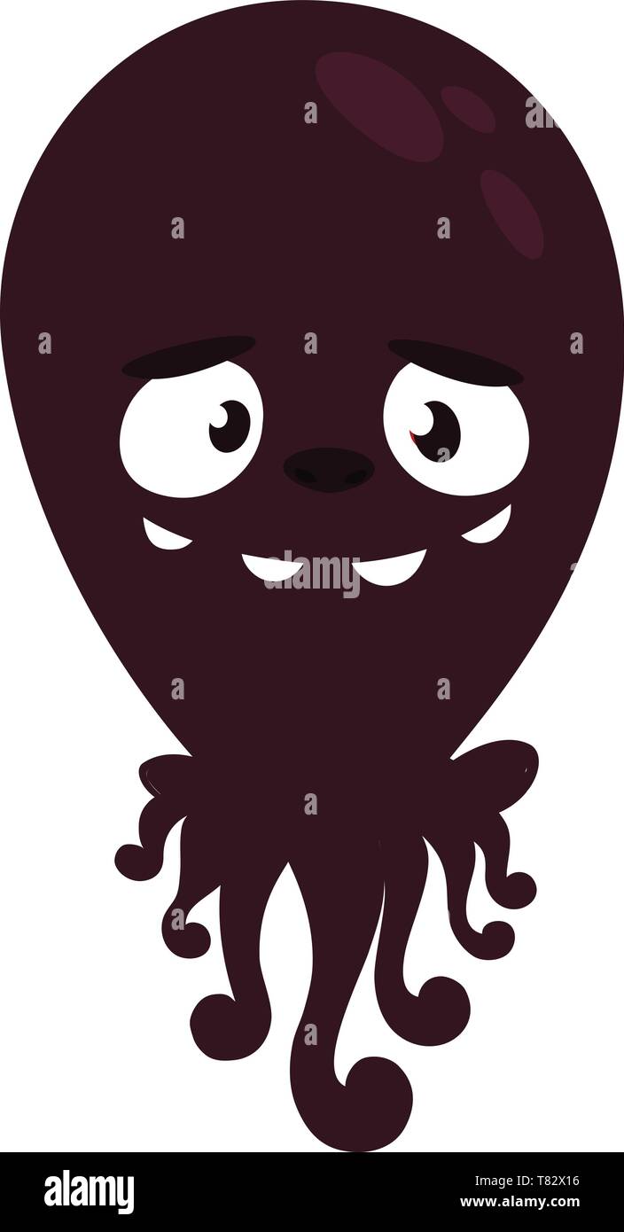 Funny cartoon octopus monster. Vector Halloween black octopus or alien ...