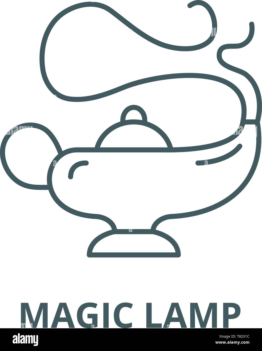 Magic lamp vector line icon, linear concept, outline sign, symbol Stock ...