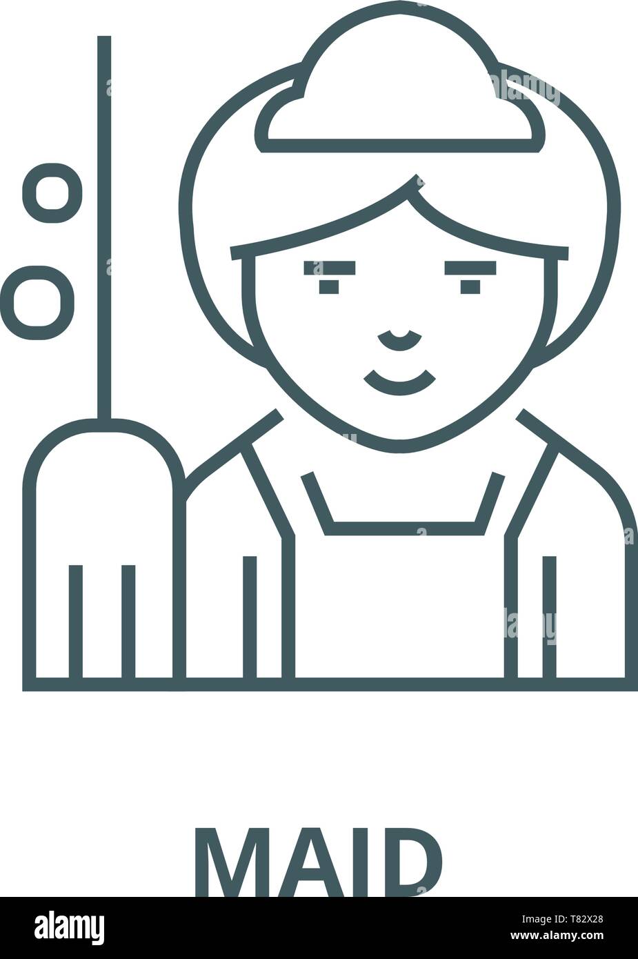 Maid vector line icon, linear concept, outline sign, symbol Stock ...