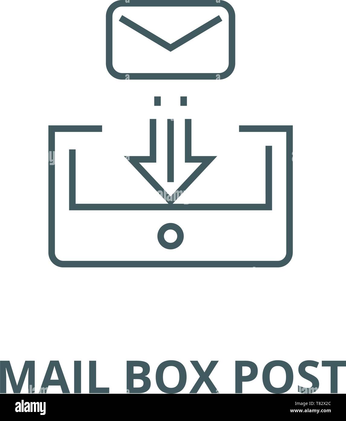 Mail box post vector line icon, linear concept, outline sign, symbol ...