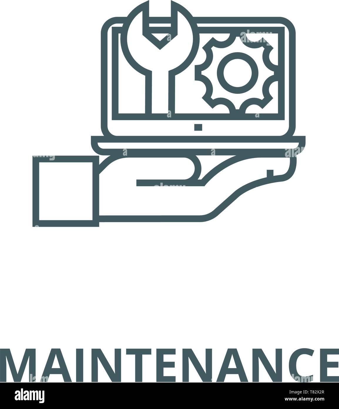 Maintenance, computer support vector line icon, linear concept, outline ...