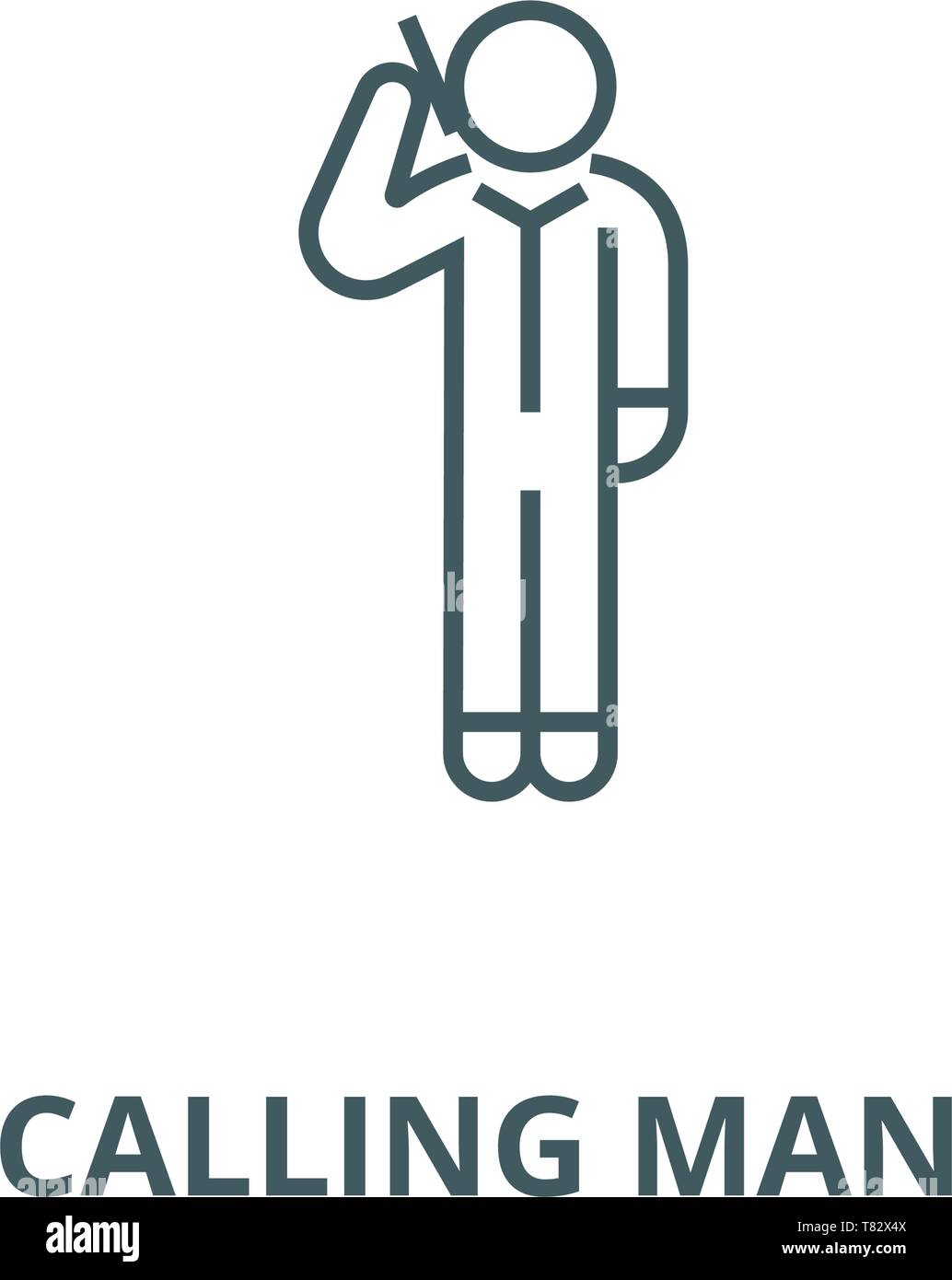 Man calling by smartphone vector line icon, linear concept, outline ...