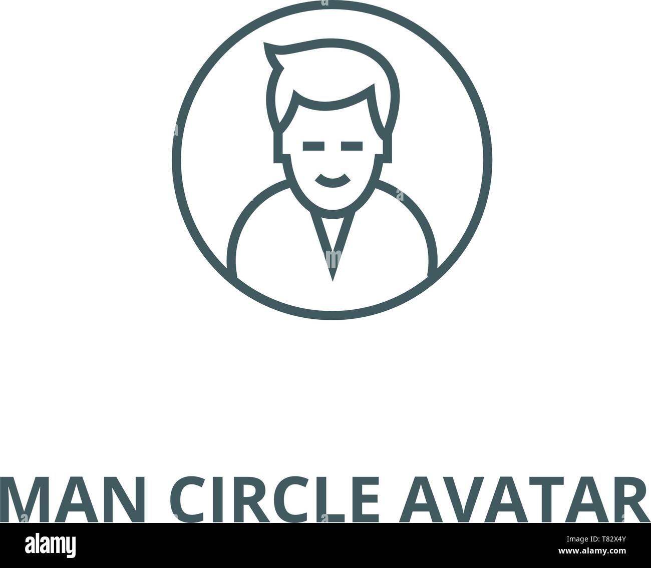 Man circle avatar vector line icon, linear concept, outline sign ...