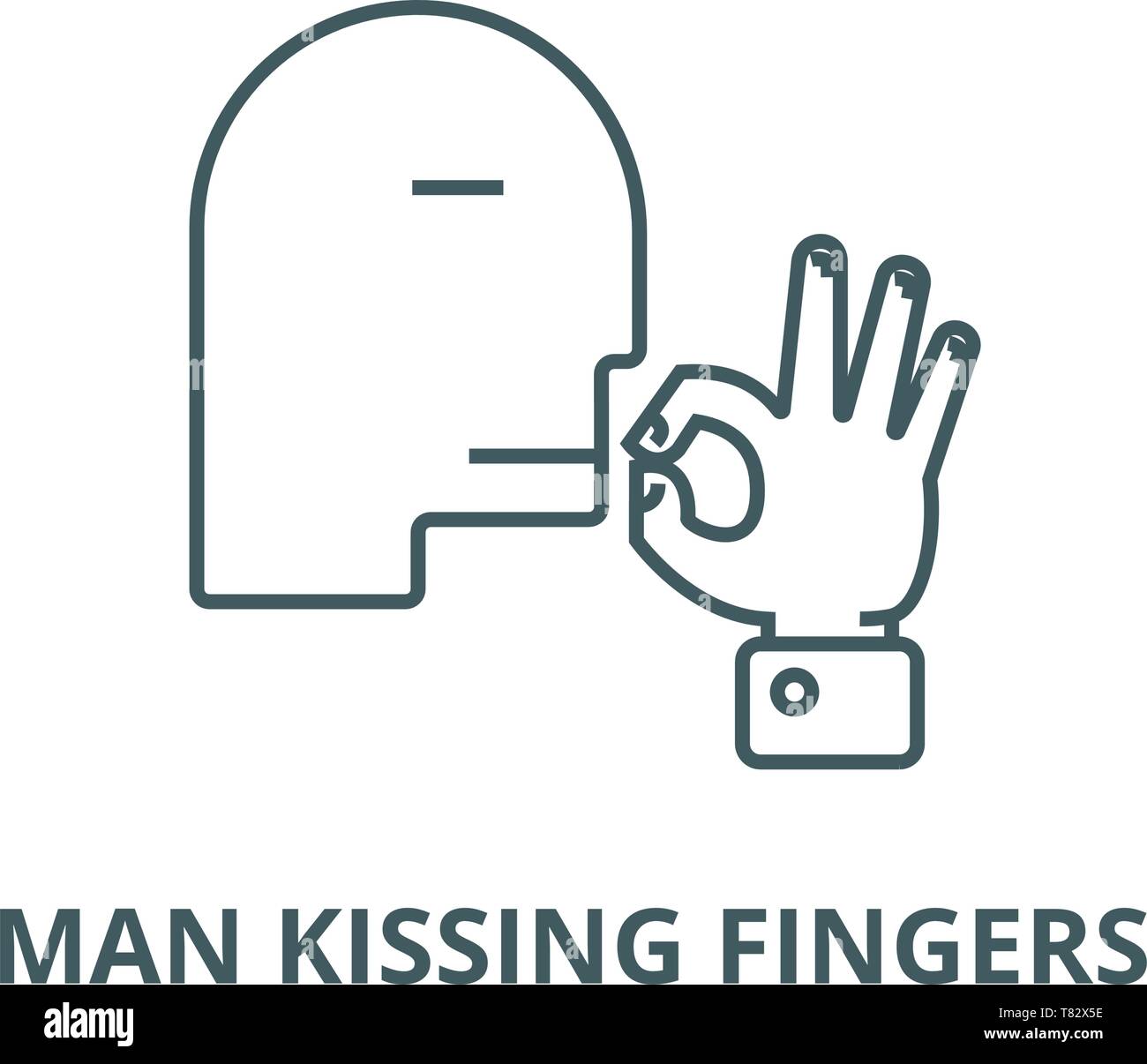 Man kissing fingers vector line icon, linear concept, outline sign ...