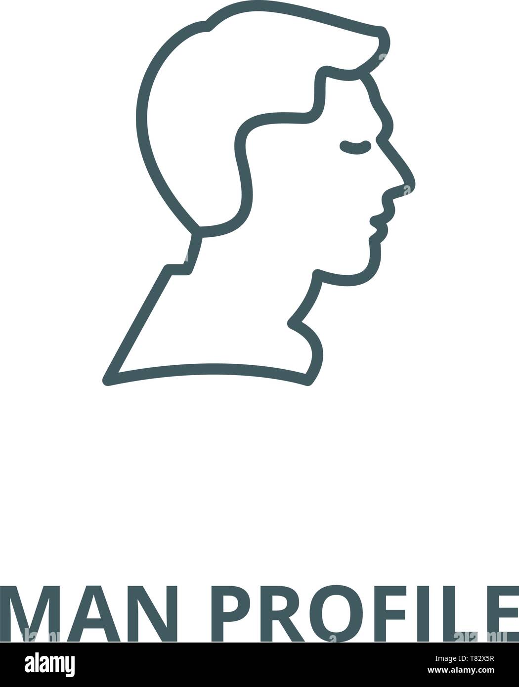 Man profile vector line icon, linear concept, outline sign, symbol ...