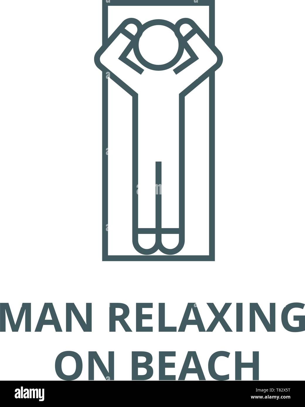 Man relaxing on beach vector line icon, linear concept, outline sign ...
