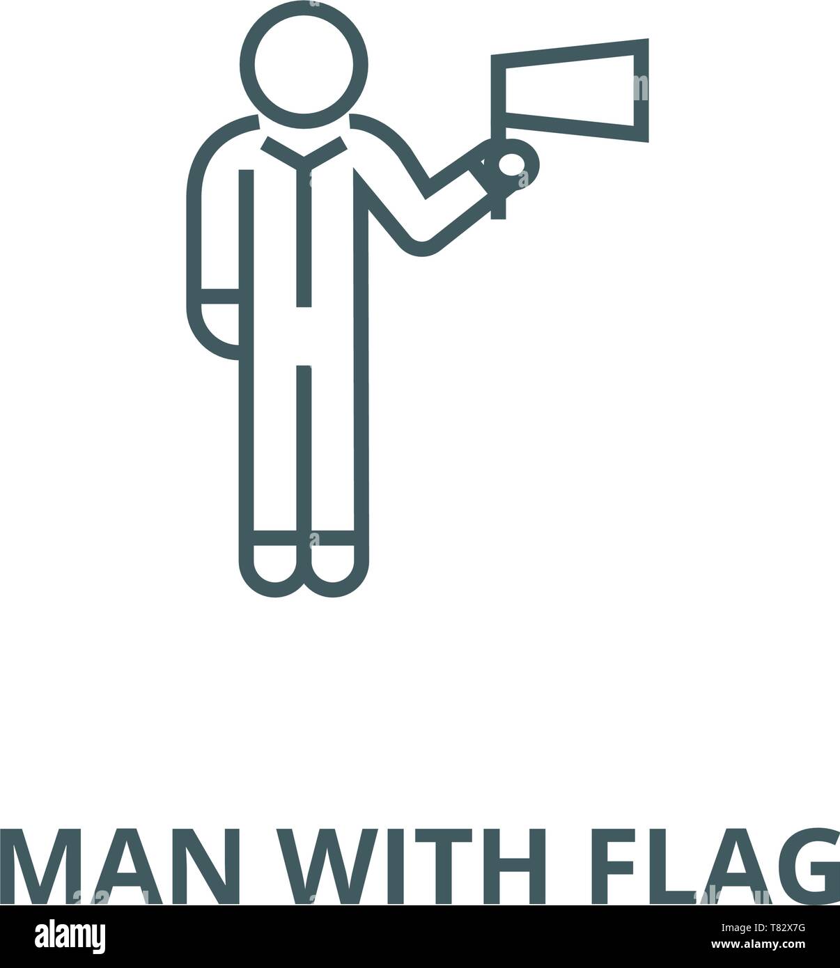 Man with flag vector line icon, linear concept, outline sign, symbol ...