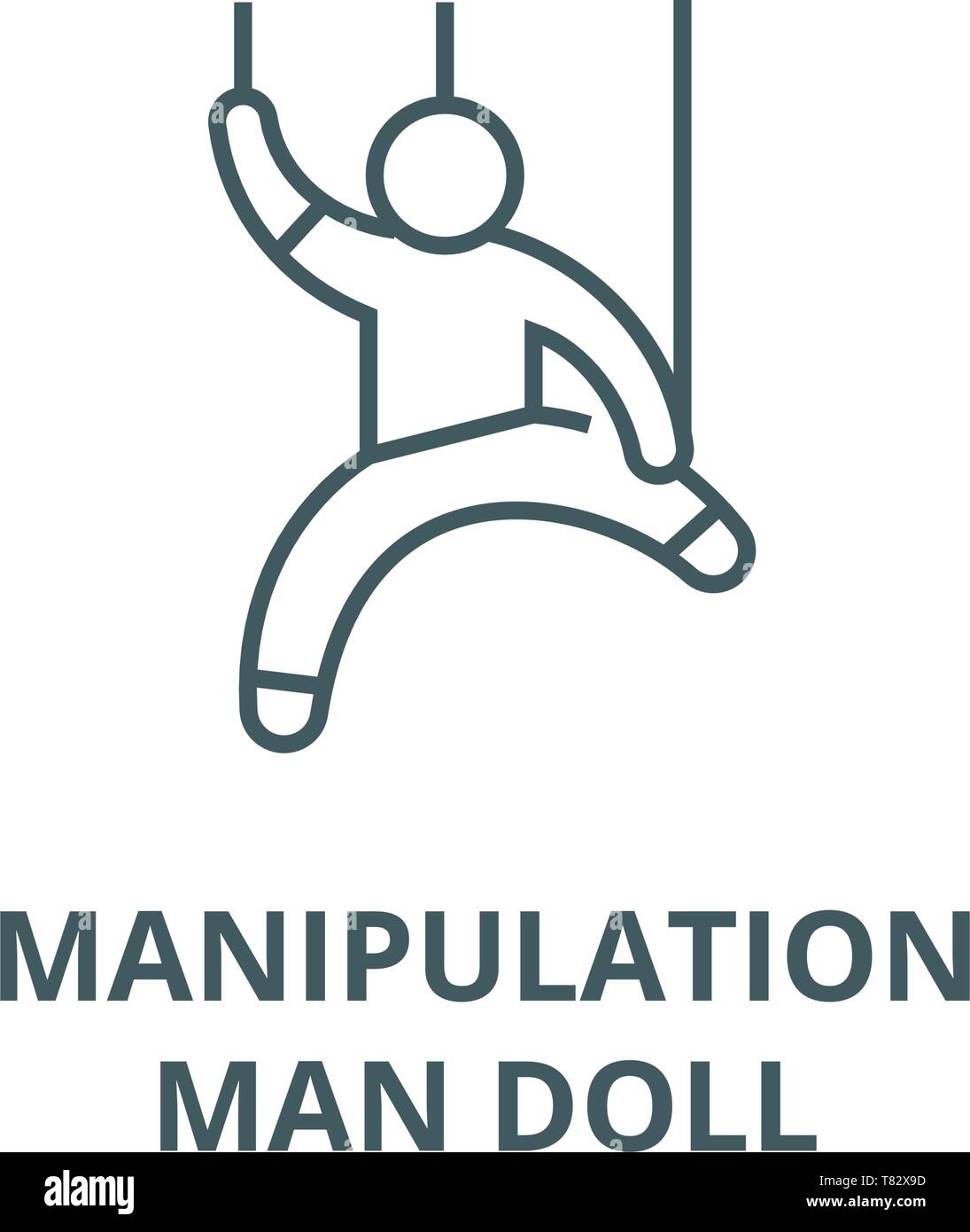 Manipulation,man doll vector line icon, linear concept, outline sign ...