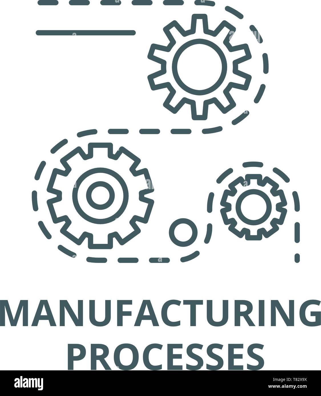 Manufacturing processes vector line icon, linear concept, outline sign ...