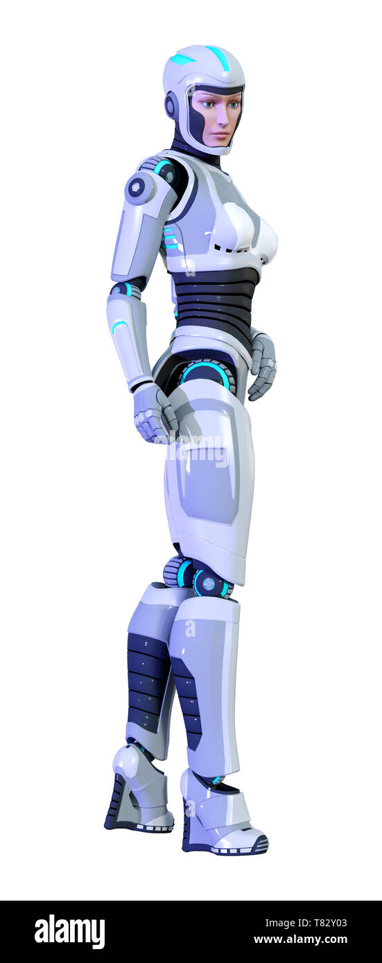3D rendering of a female robot isolated on white background Stock Photo ...