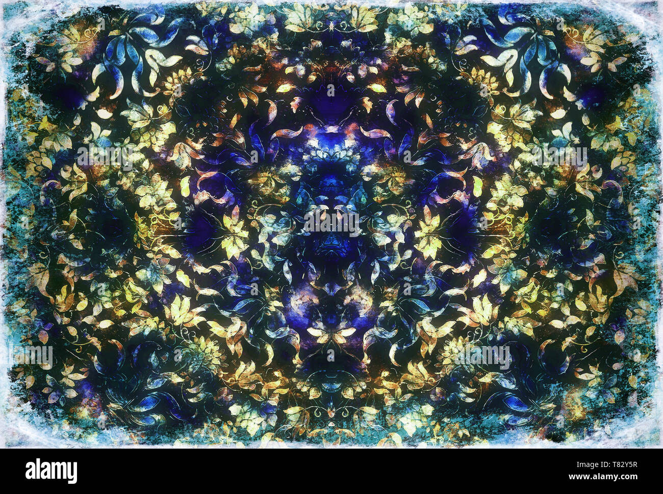 ornamental structure pattern. Floral ornament background. Blue color ...