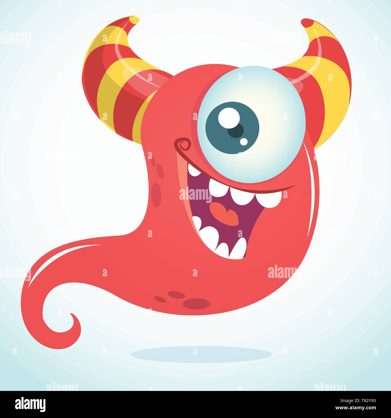 Happy cartoon monster or ghost with one eye. Vector Halloween ...