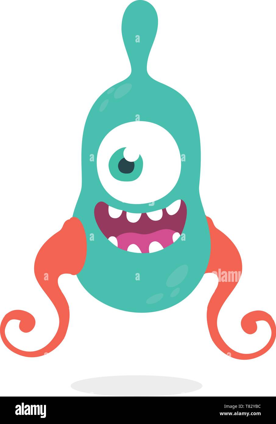 Cute cartoon alien monster with tantacles. Vector illustration Stock ...